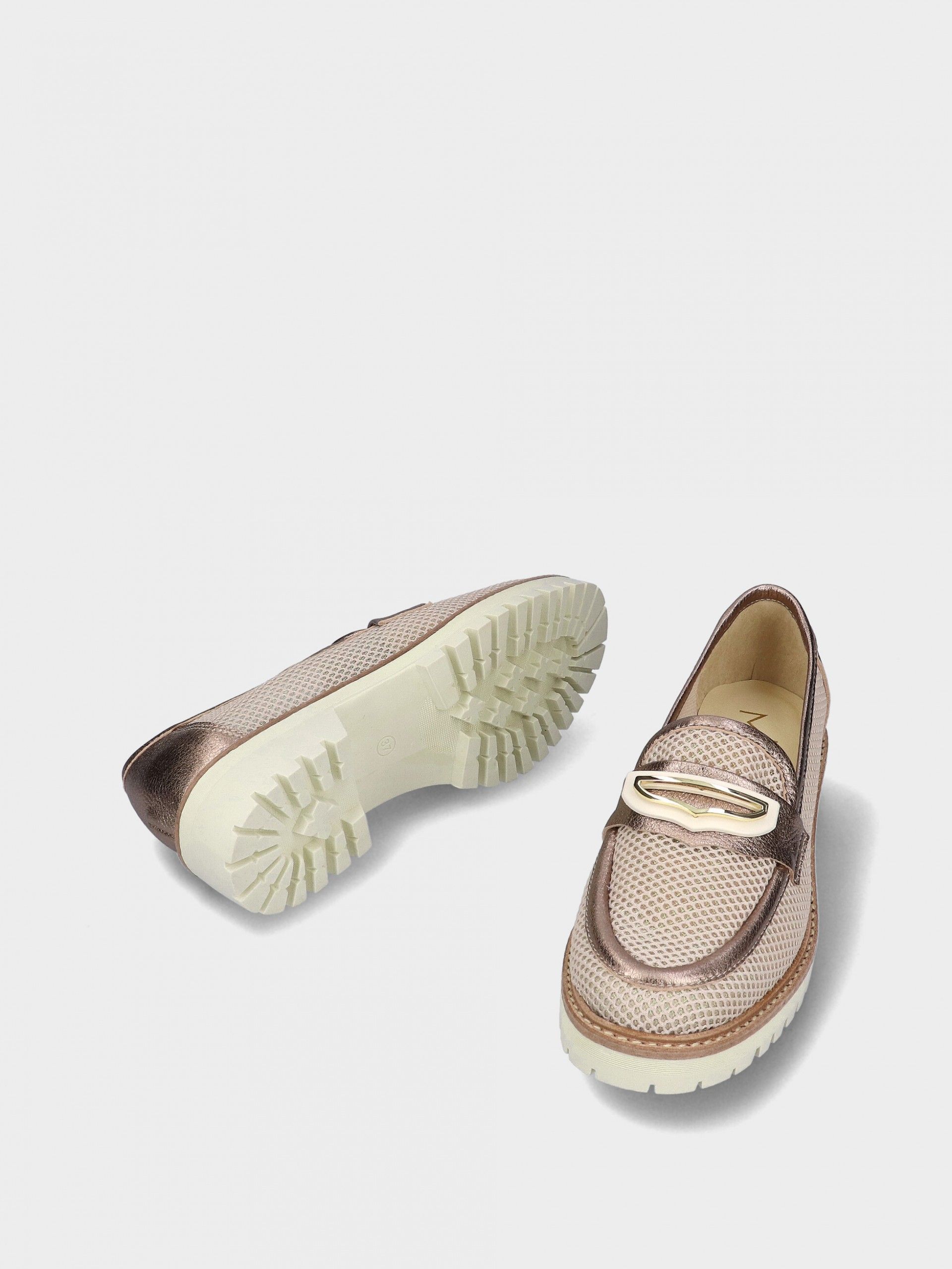 Raquel99 - Beige Track Sole Loafers Women - MLV Shoes