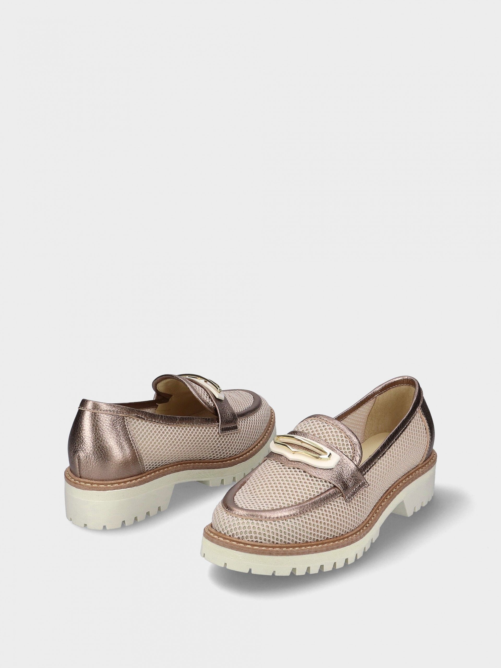 Raquel99 - Beige Track Sole Loafers Women - MLV Shoes